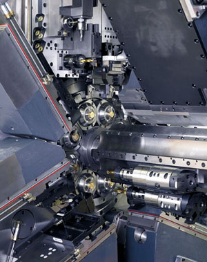 Multispindle features two back working stations andeight independent ...